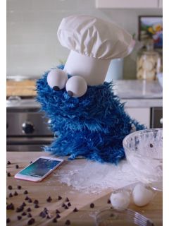 Cookie Monster Eating Apple Logo