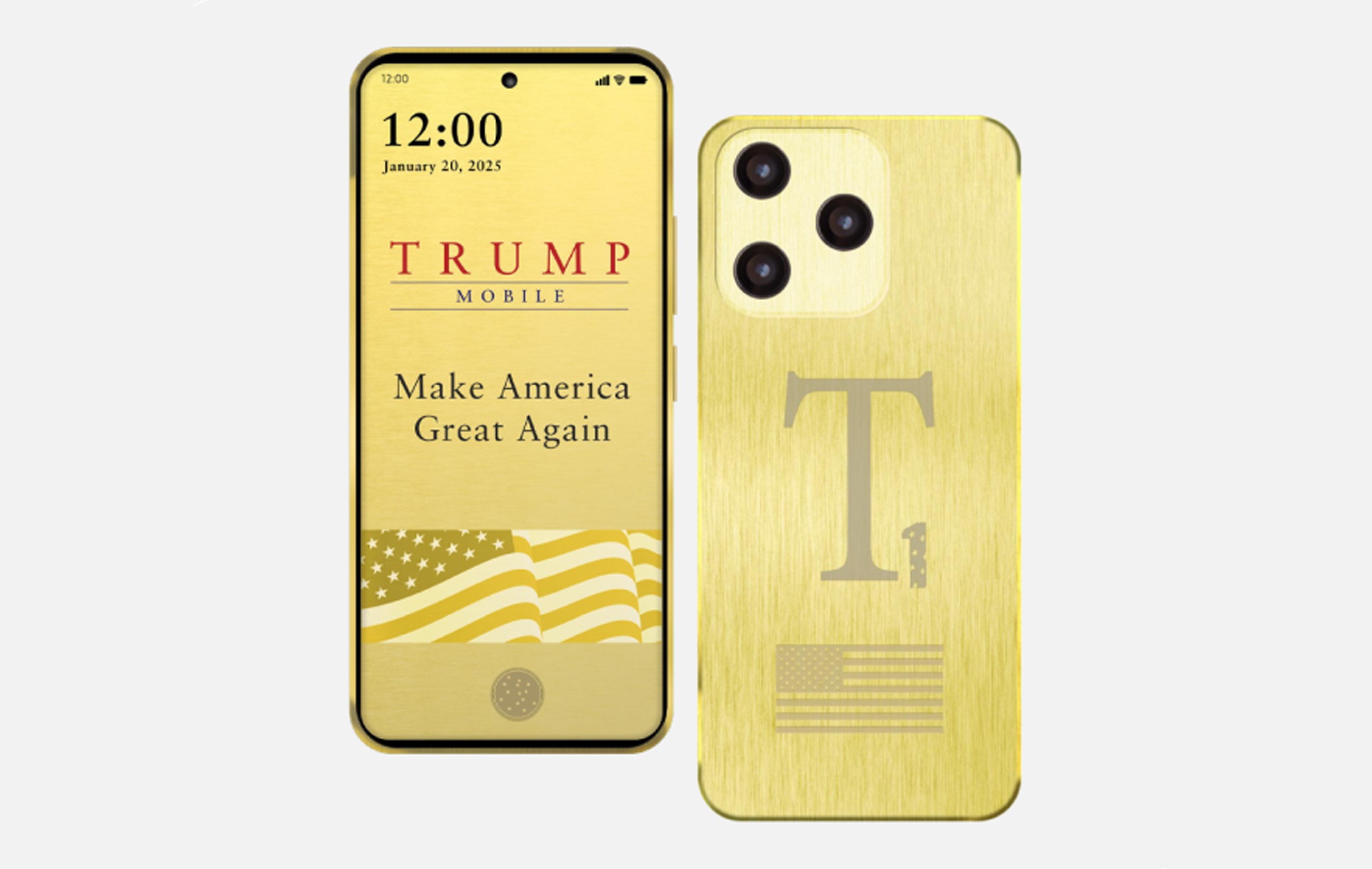 U.S. President Donald Trump launches a golden smartphone with a 3.5mm ...